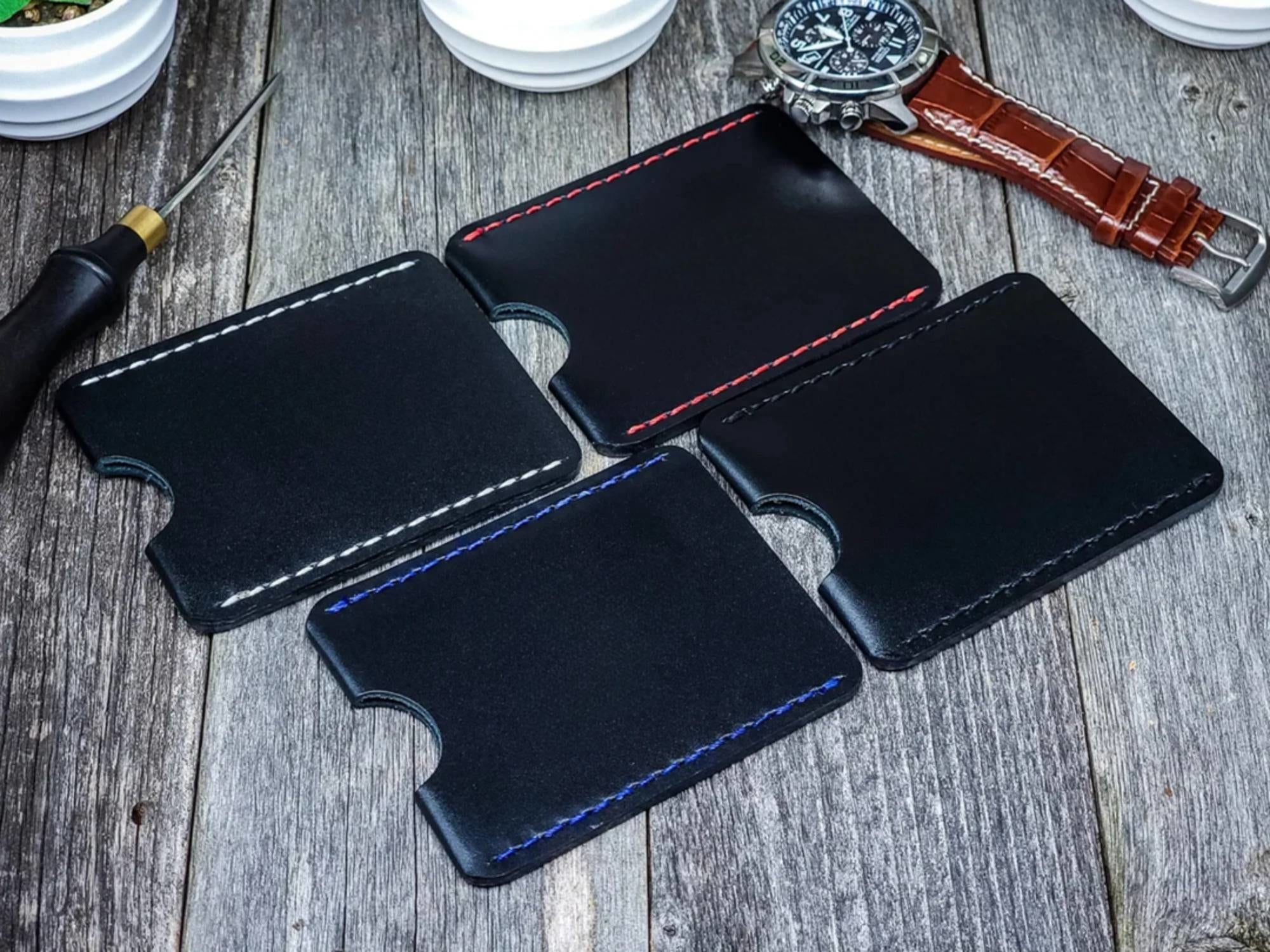 Black Leather Ultra Slim Card Holder Wallet - Handcrafted by Bellicose ...