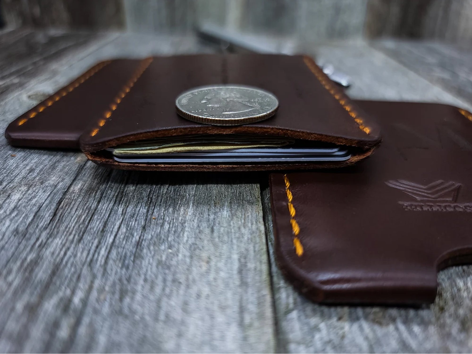 Dark Brown Leather Ultra Slim Card Holder Wallet - Bellicose Leather ...