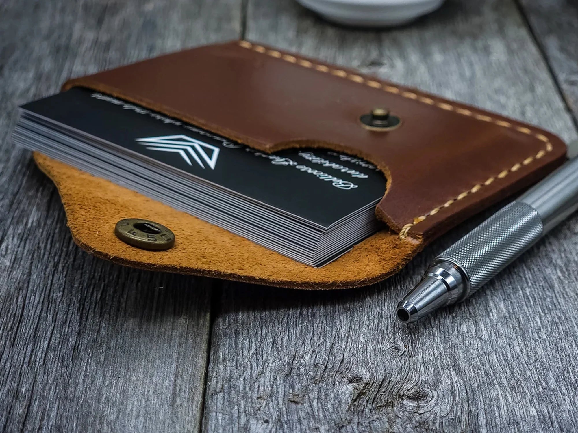 Brown Leather Business Card Holder – Handcrafted by Bellicose ...